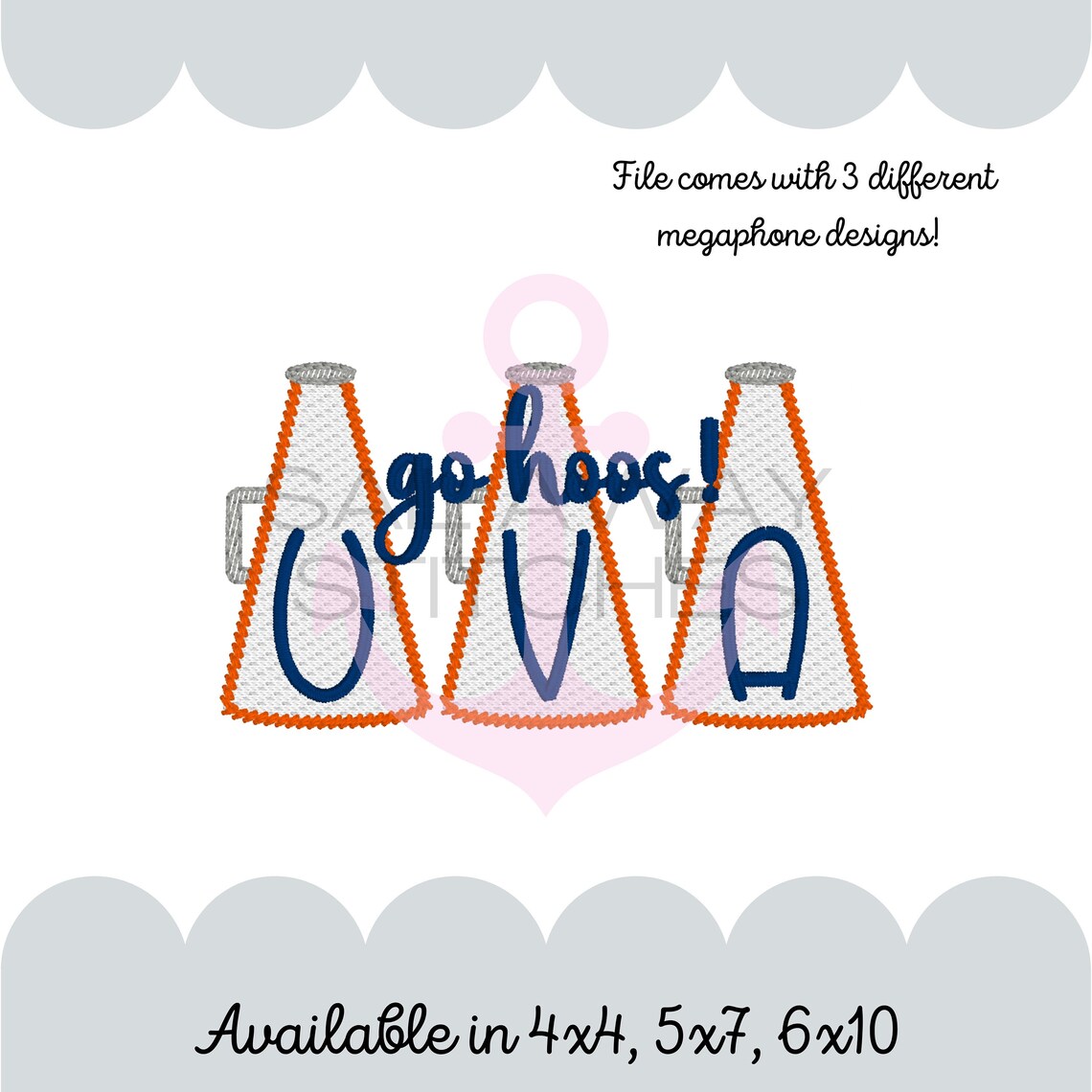 Super Spirit Cheer Megaphone Sketch Stitch Design 3, 4, and 5 ...