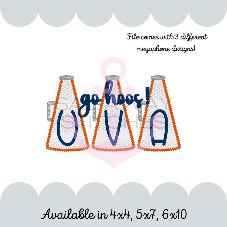 Super Spirit Cheer Megaphone Sketch Stitch Design (3, 4, and 5 ...