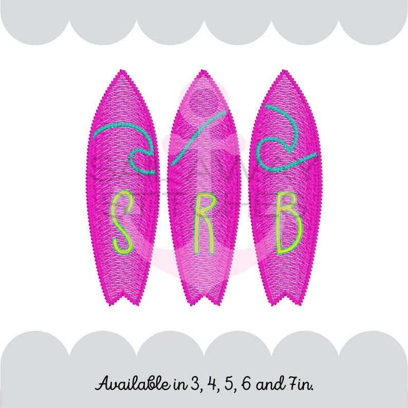 Surf Board Monogram Frame Machine Embroidery Sketch Stitch - Etsy