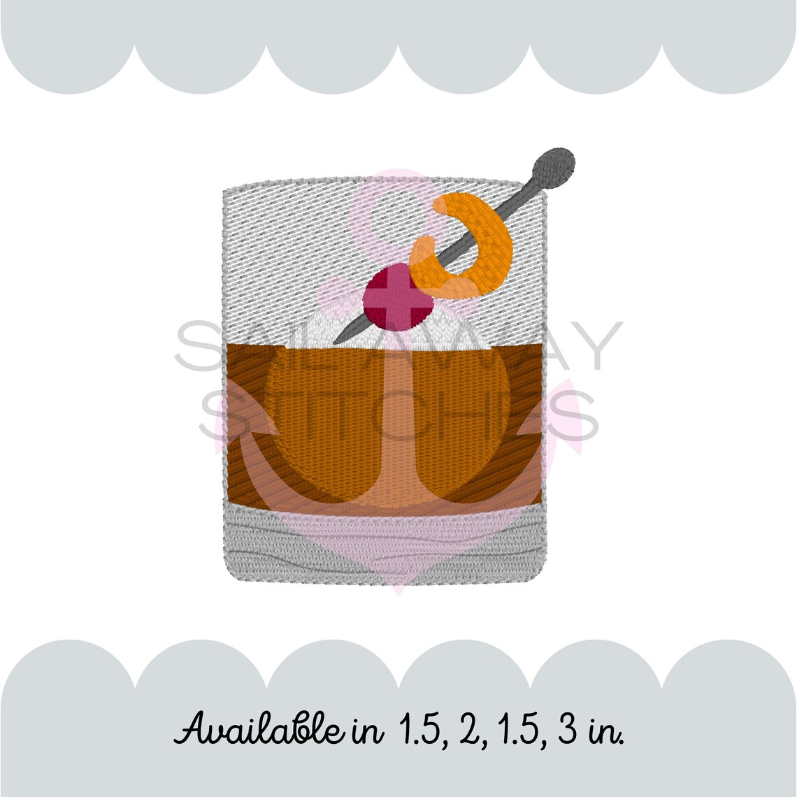 Bourbon Whiskey Rye Old Fashioned Cocktail Napkins Machine Embroidery ...