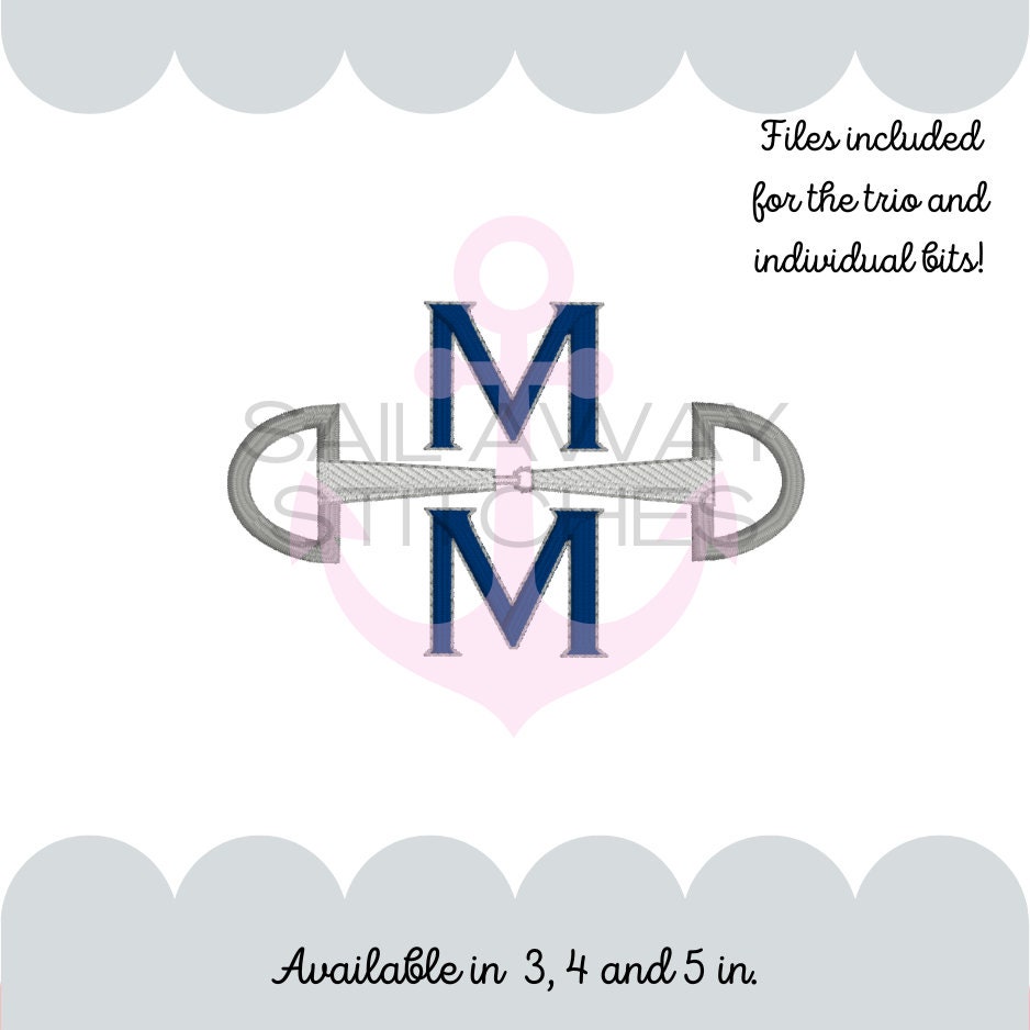 Horse Bit Trio Western Equestrian Monogram Machine Embroidery - Etsy