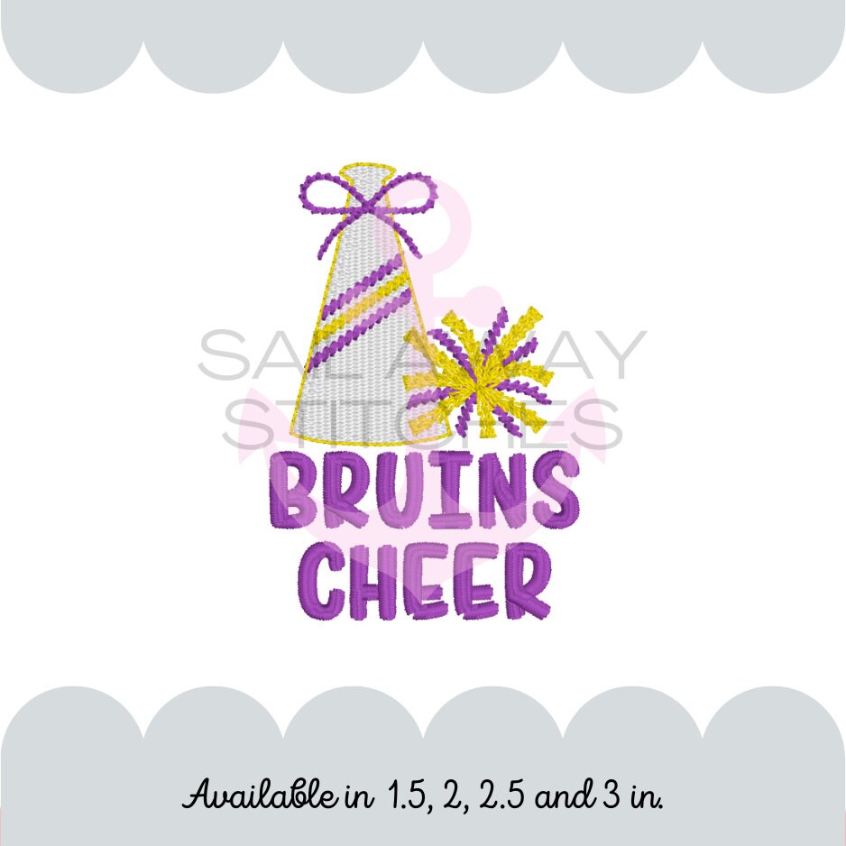 Cheer Megaphone Pom Pom School Spirit Monogram Frame Machine Embroidery ...