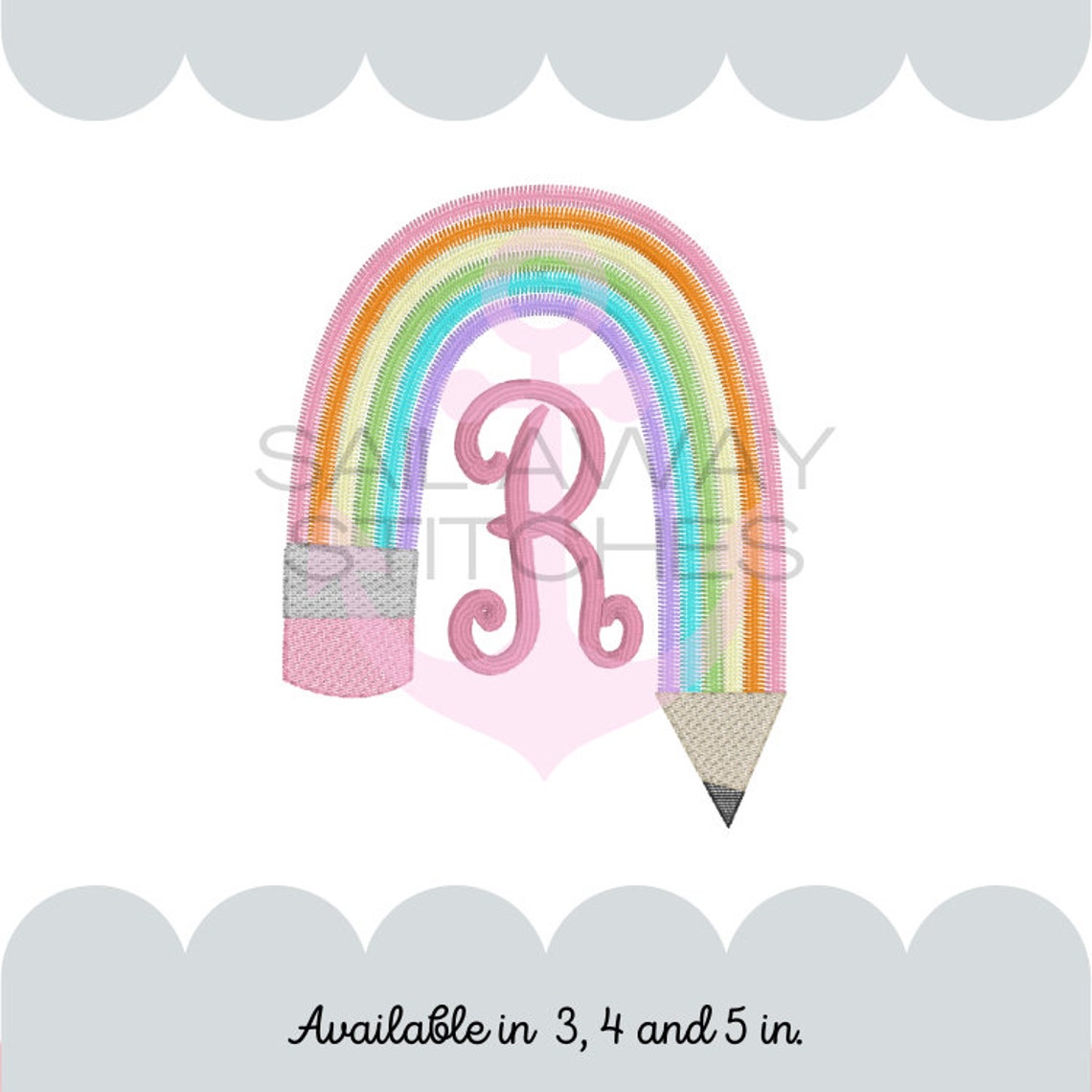 Pencil Rainbow Back to School Sketch Machine Embroidery - Etsy