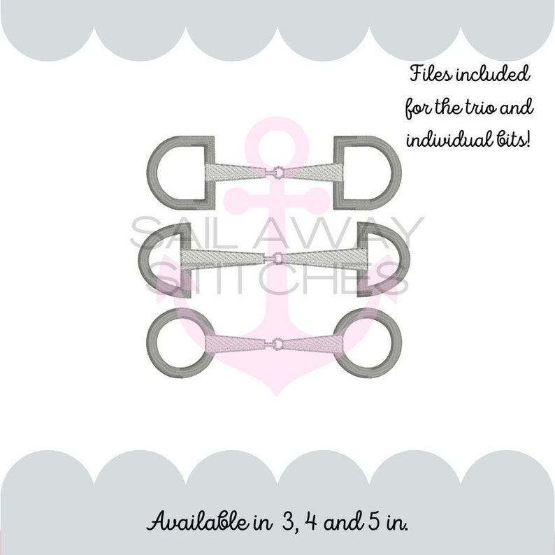 Horse Bit Trio Western Equestrian Monogram Machine Embroidery - Etsy