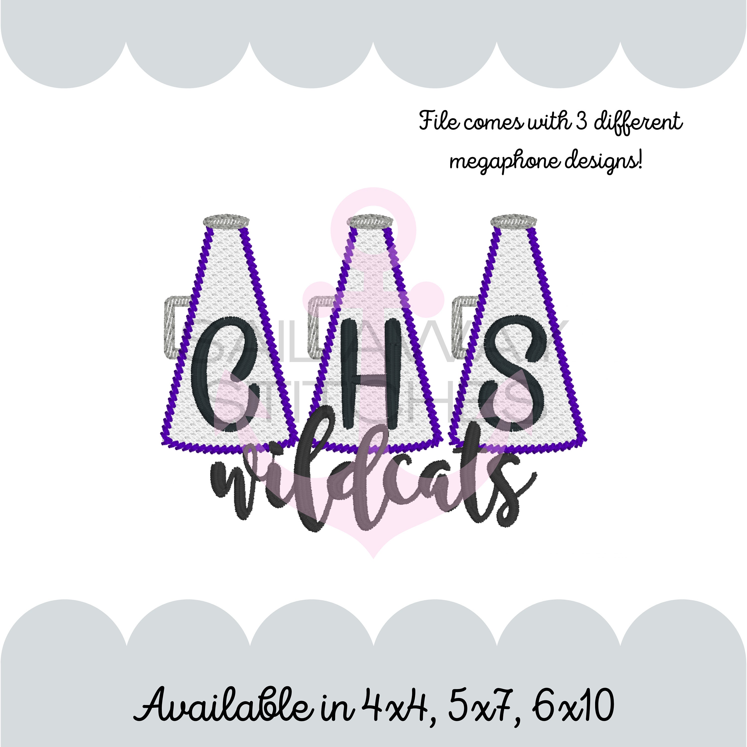 Super Spirit Cheer Megaphone Sketch Stitch Design (3, 4, and 5 ...