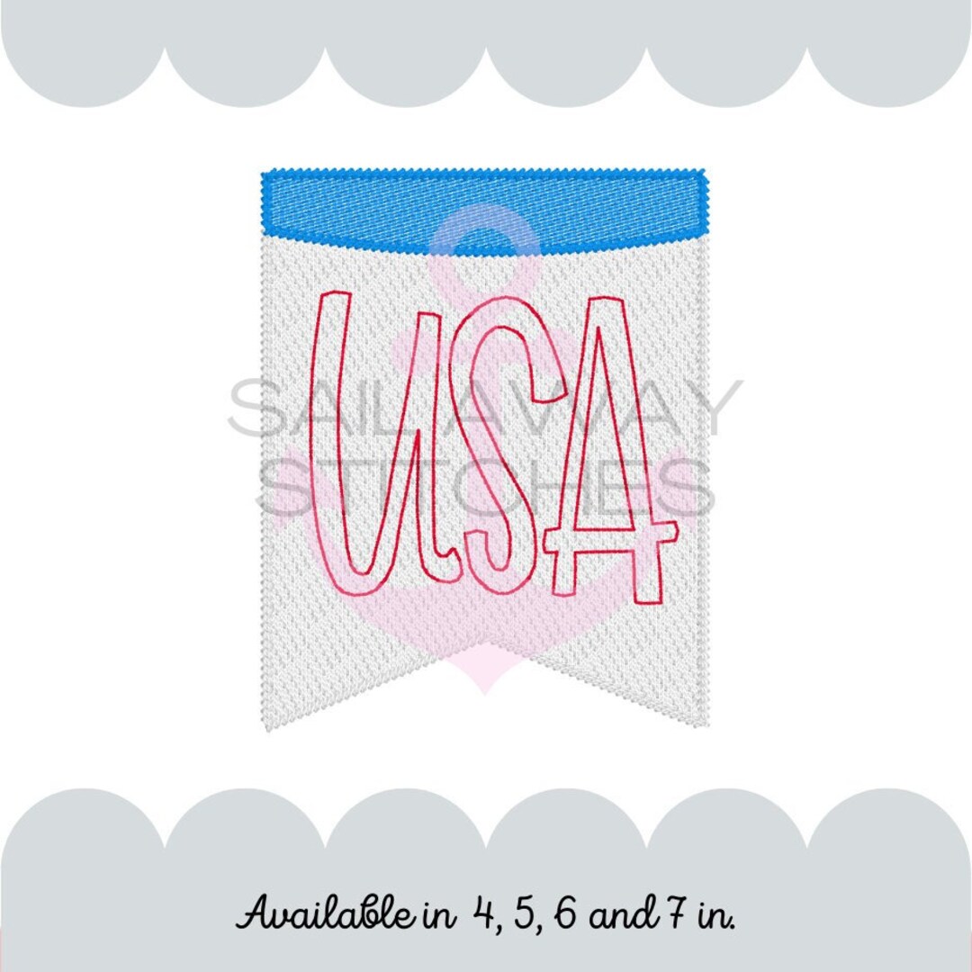 4th of July Patriotic Swallowtail Flag USA Sketch Stitch - Etsy