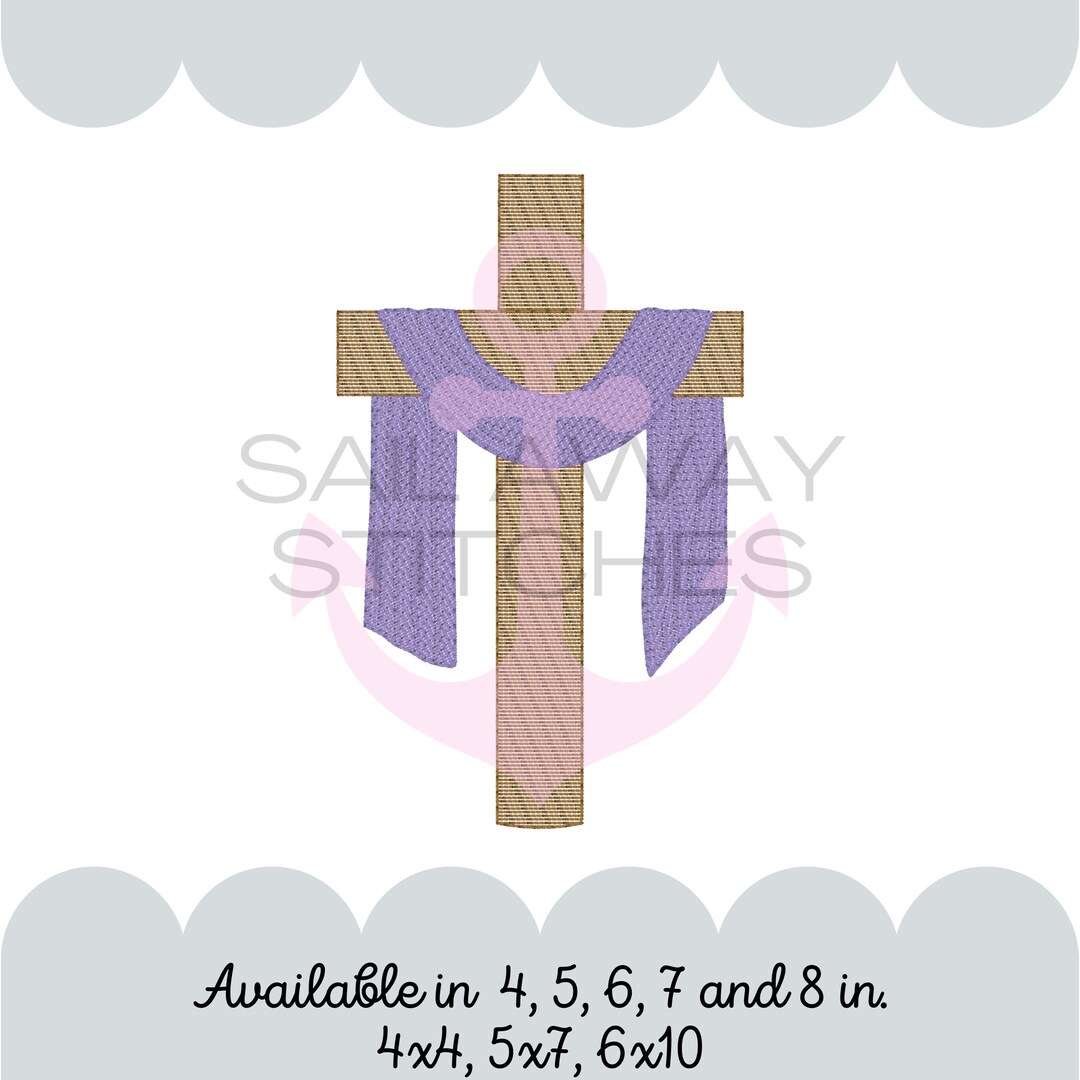 Easter Cross With Sash Sketch Stitch Machine Embroidery - Etsy