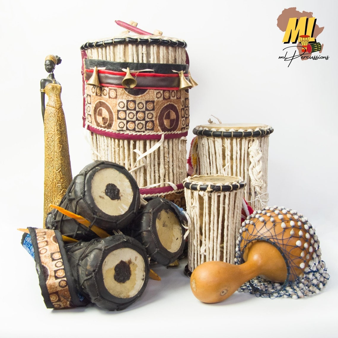 Authentic Nigerian Traditional Talking Drum Iya-ilu Gangan large Mother ...