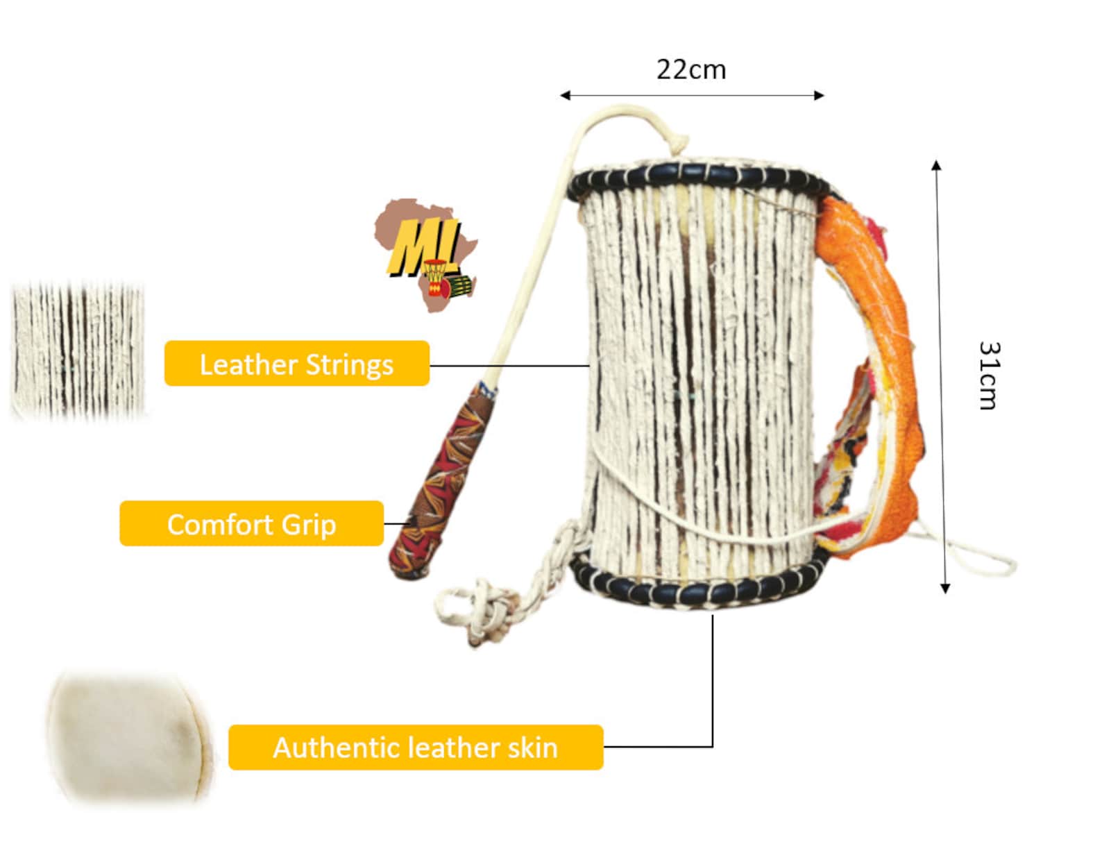 Authentic Nigerian Talking Drum gan-gan With Beater and - Etsy UK