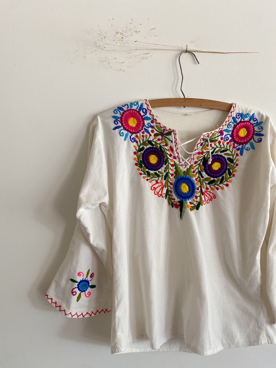 Vintage Mexican Embroidered Blouse - Etsy