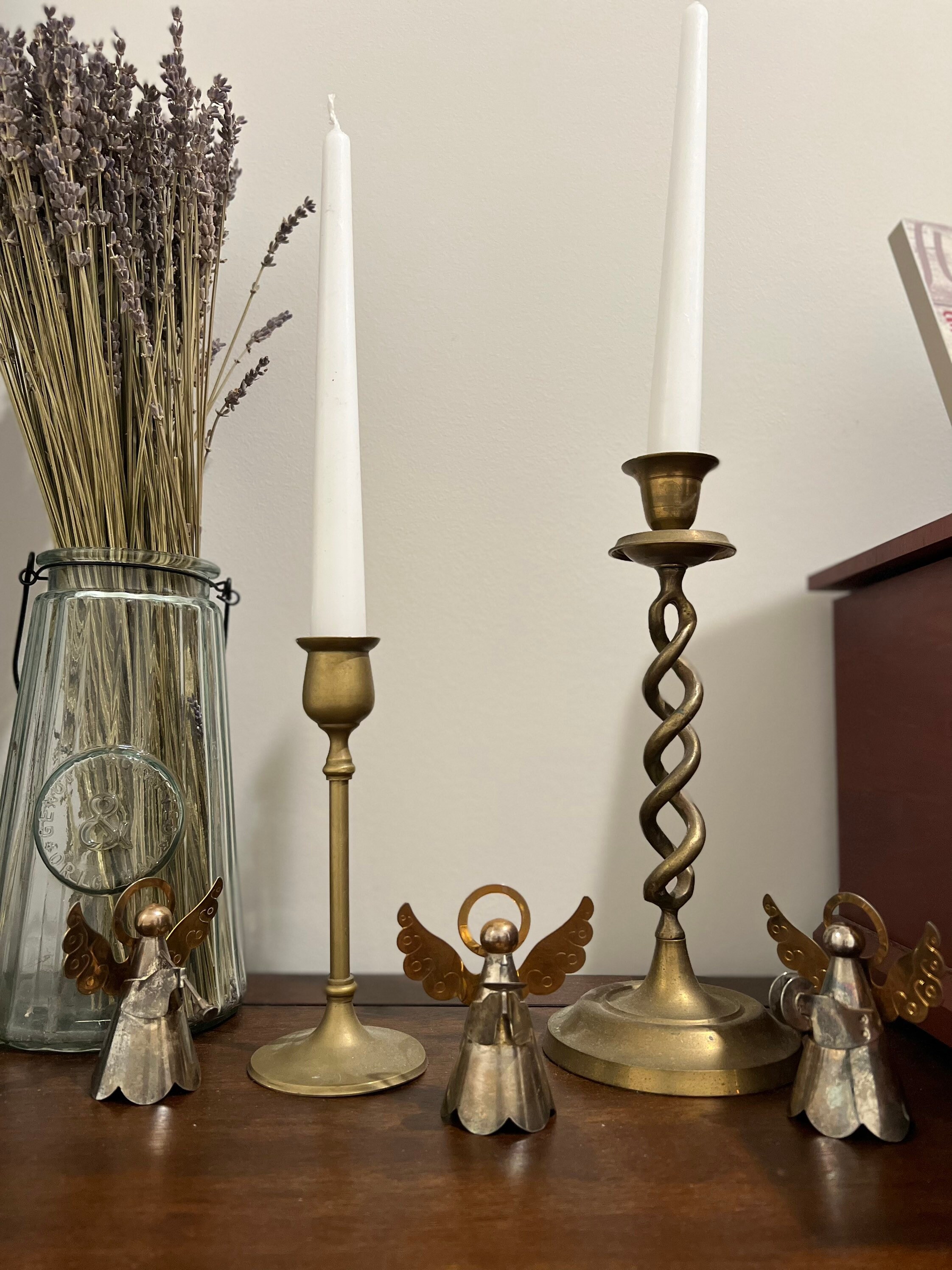 Vintage Silver and Copper Plated Angel Figurines Ornaments Candle ...