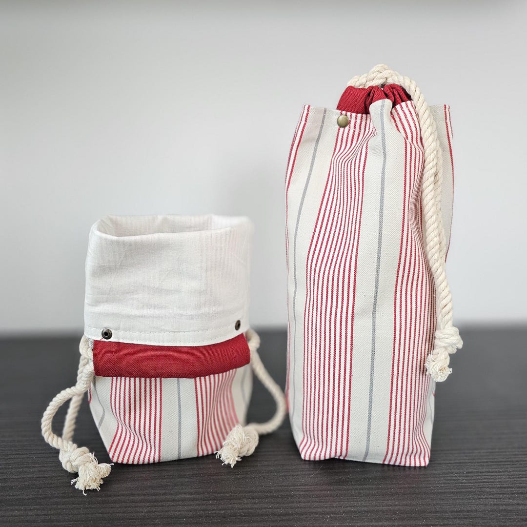 Striped Fabric Tool Bag, Double Layer Fabric Art Material Case With ...