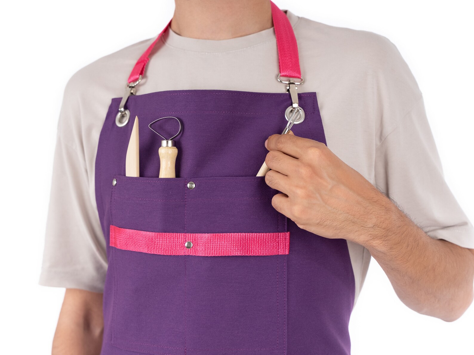 Purple Linen Split Leg Apron: Personalized Artist Pottery Canvas Smock ...
