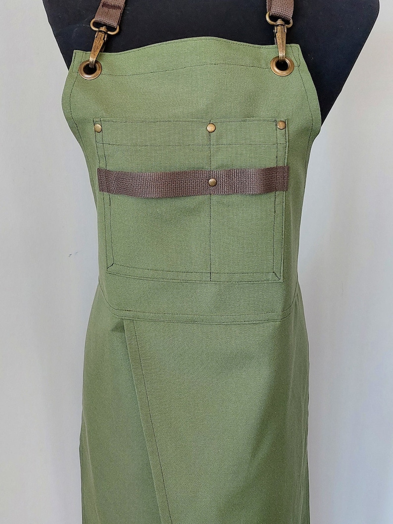 Khaki Linen Split Leg Apron, Personalized Pottery Art Smock - Etsy