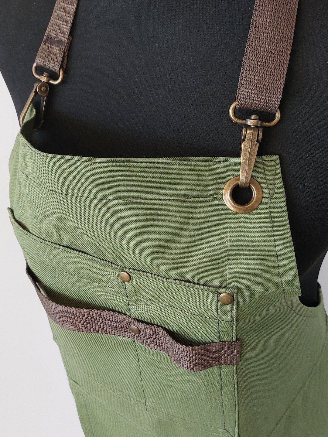 Khaki Linen Split Leg Apron, Personalized Pottery Art Smock - Etsy