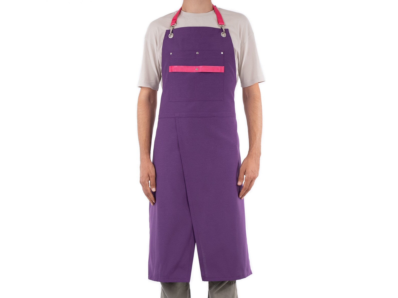 Purple Linen Split Leg Apron: Personalized Artist Pottery Canvas Smock ...