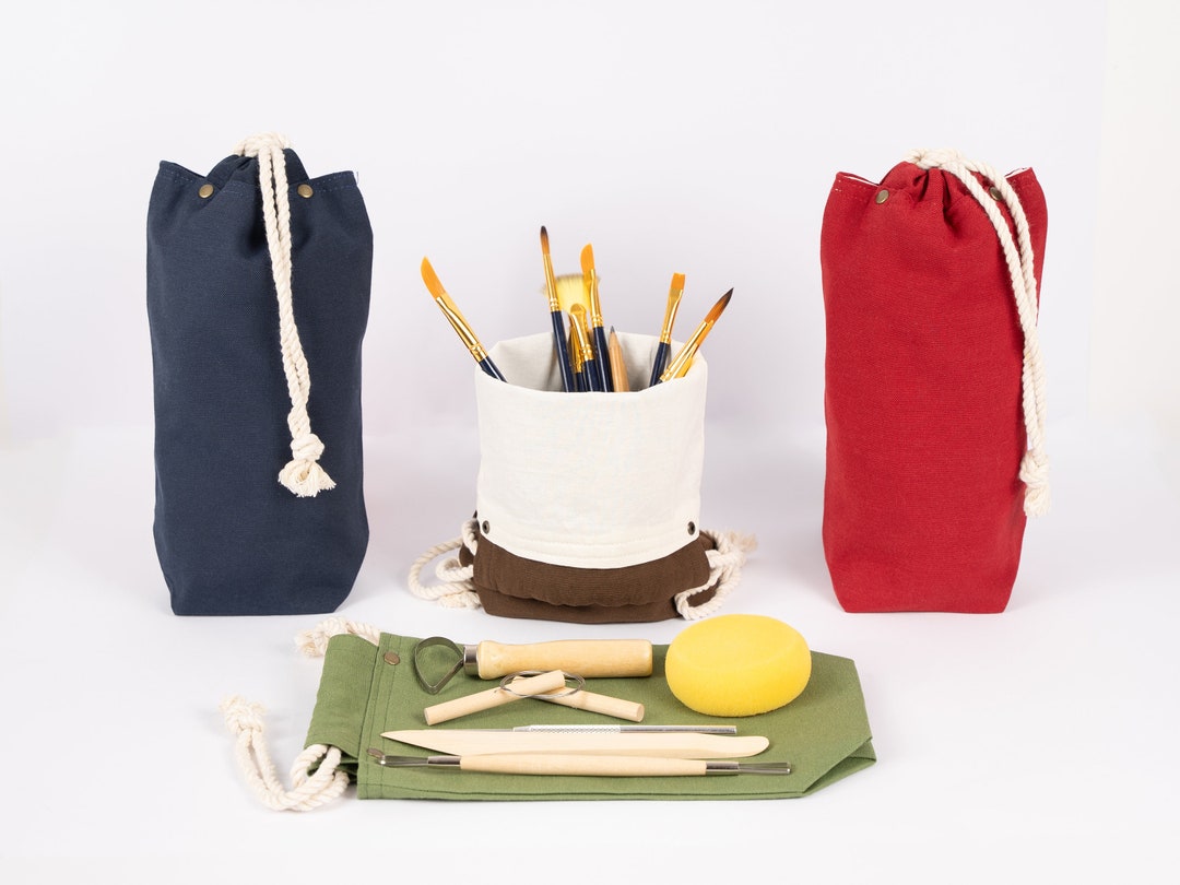 Art Tool Bag, Double Layer Fabric Material Case With Drawstring, Small ...