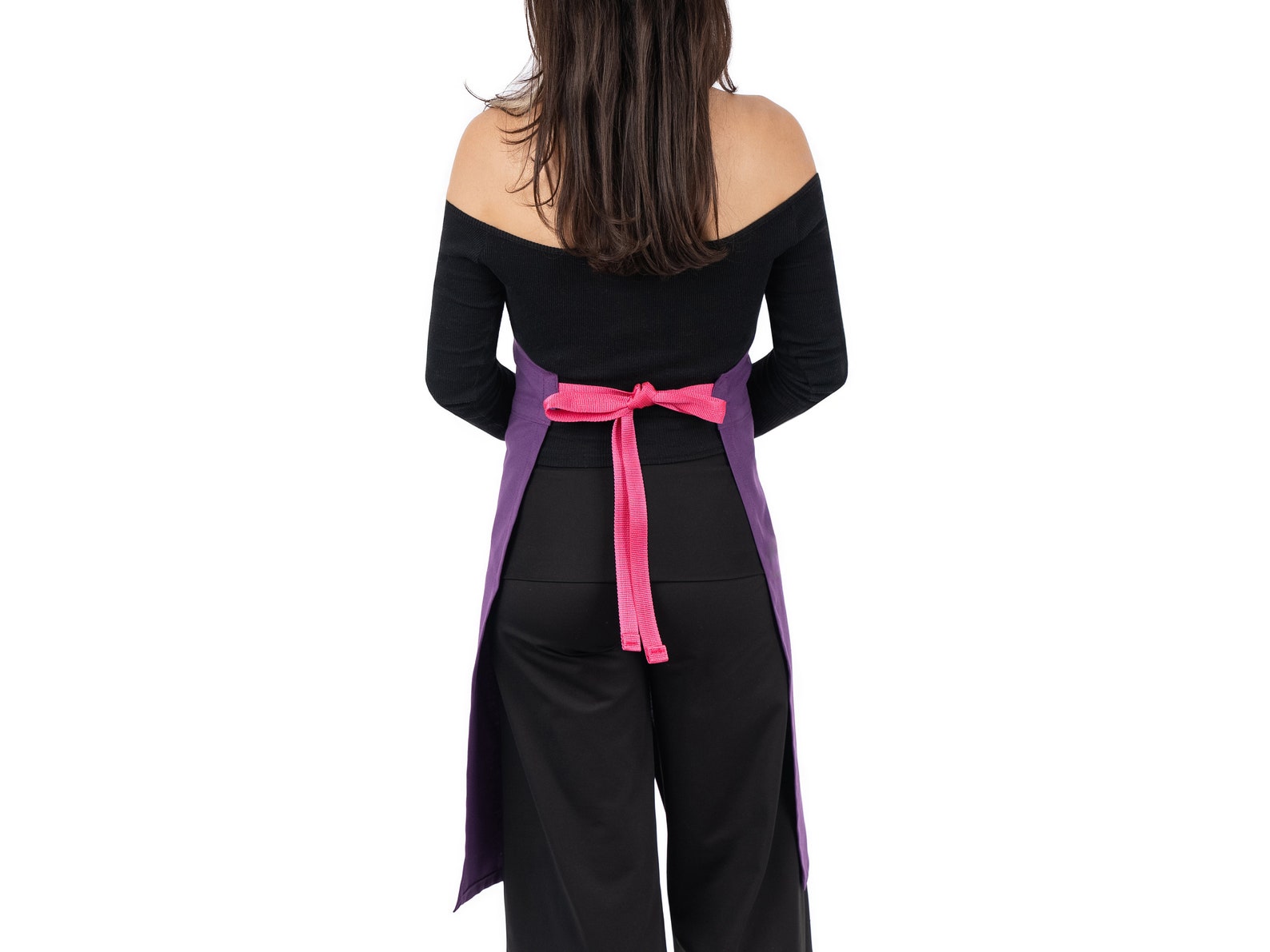Purple Linen Split Leg Apron: Personalized Artist Pottery Canvas Smock ...