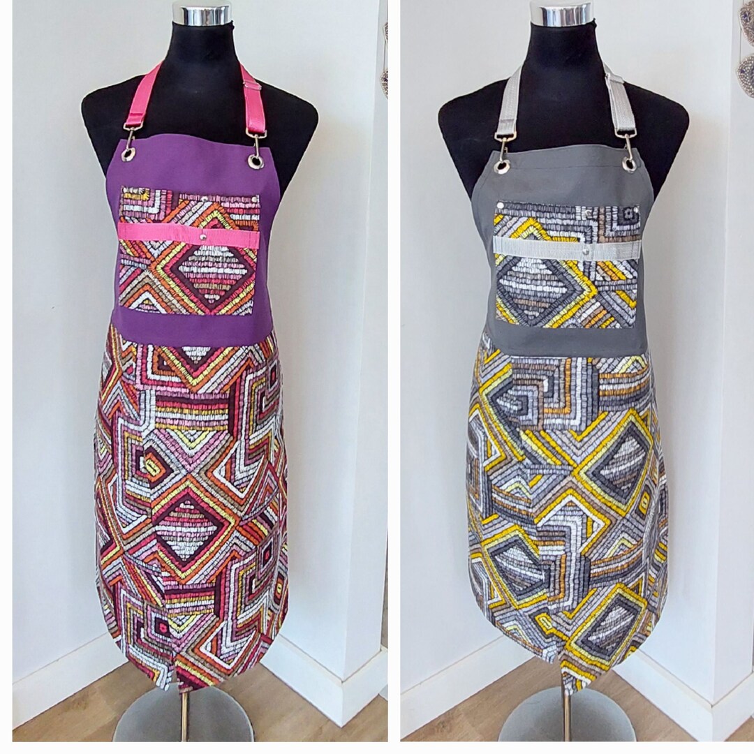 Colorful Linen Split Leg Pottery Apron Dress, Craft Overalls ...