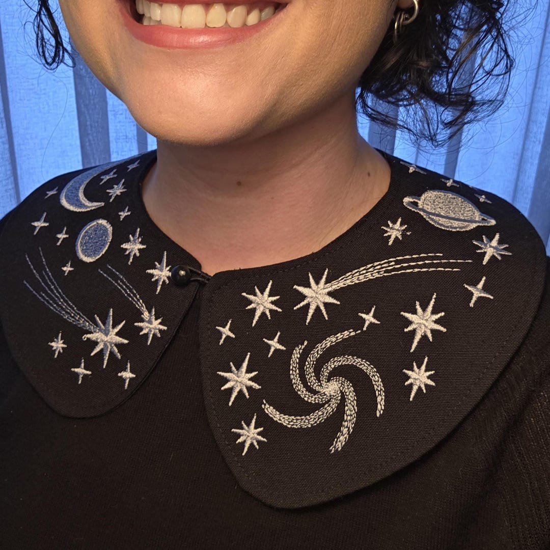 Embroidered Peter Pan Collar, Celestial Starry Detachable Lapel - Etsy