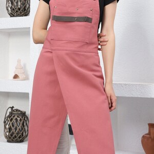 Linen Split Leg Pottery Apron, Craft Overalls, Adjustable Canvas Art ...