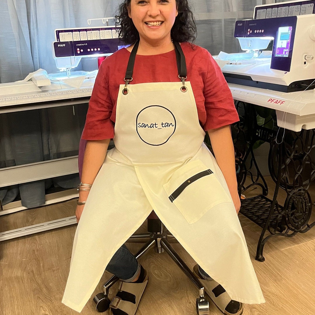 Logo Embroidered Apron, Personalized Split Leg Pinafore Embroidery, Art ...