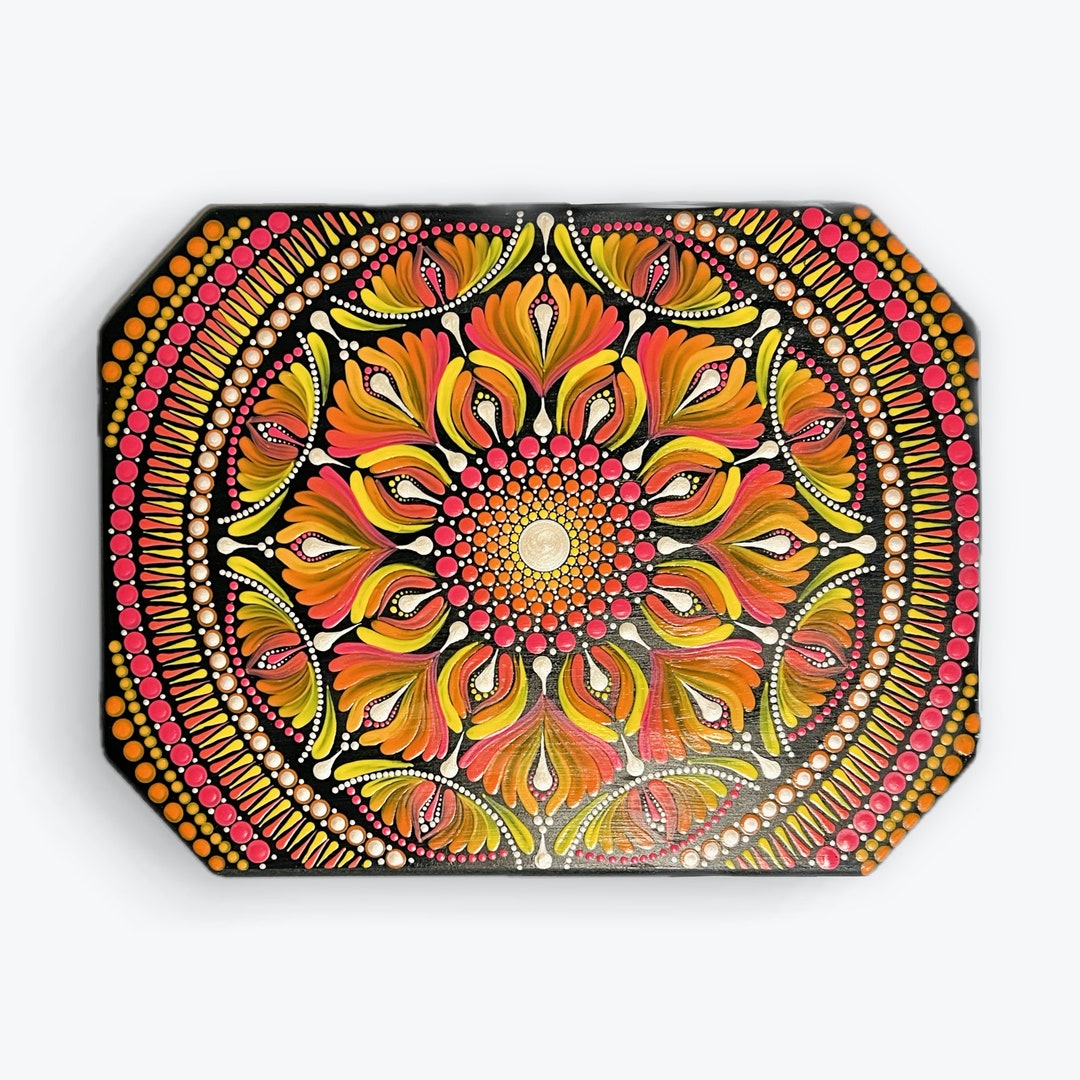 Tulip Inspired Mandala – Hand‑painted Dot Art on Wood - Etsy