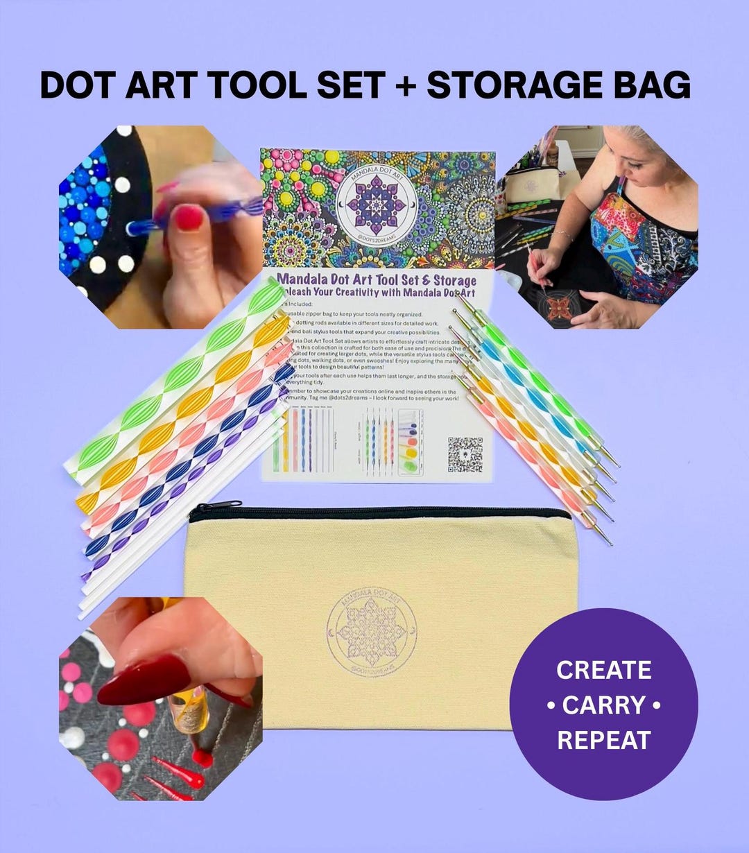 Dot Art Starter Tool Kit With Storage Bag | Beginner Dotting Tools Set ...