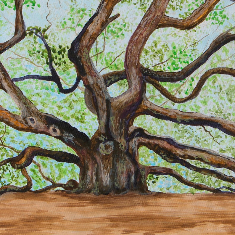 Angel Oak Original Art of Old Oak Tree Painting Live Oak Landscape ...