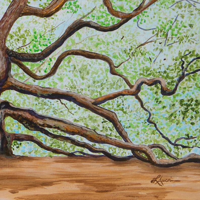 Angel Oak Original Art of Old Oak Tree Painting Live Oak Landscape ...