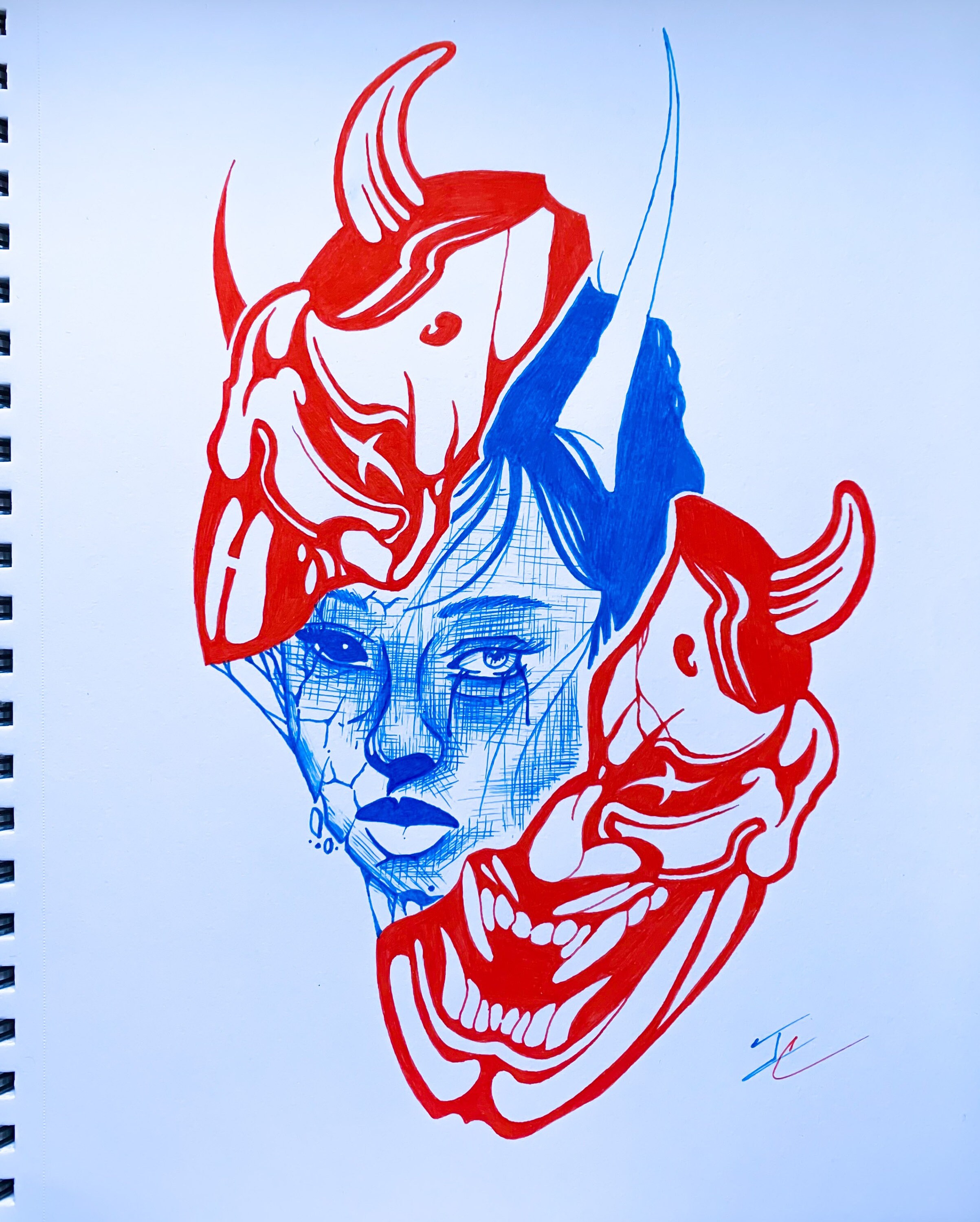 Women With Split Hannya Mask - Etsy