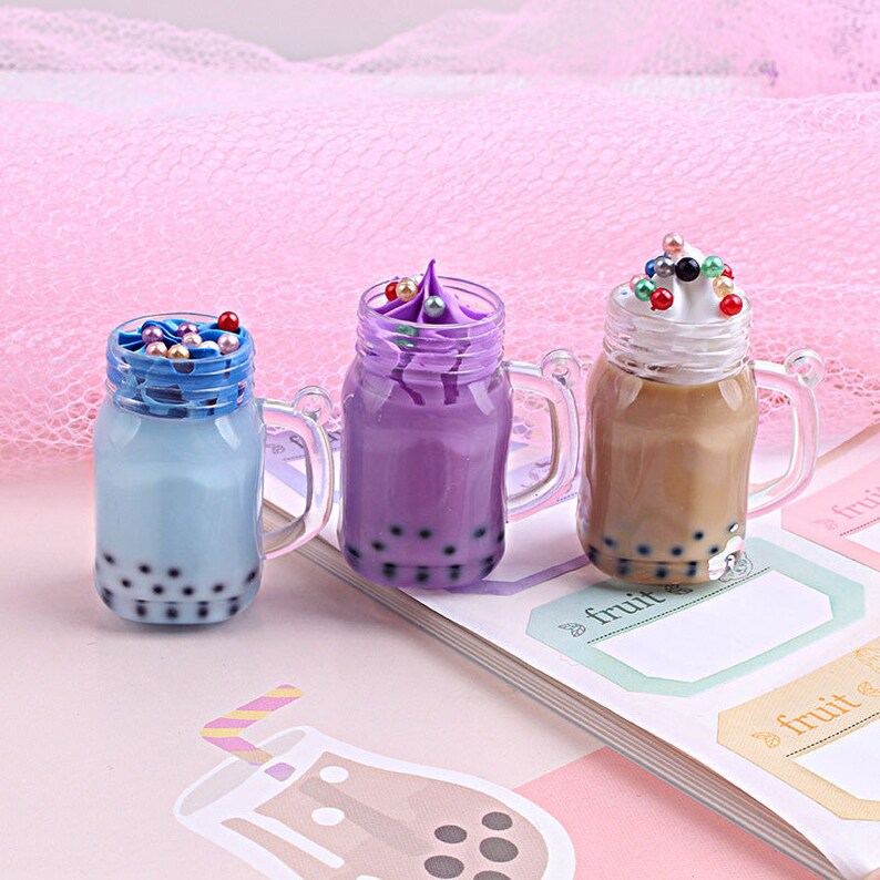 2pcs Boba Tea Charms Realistic Cream Cup Kawaii Resin Drink - Etsy