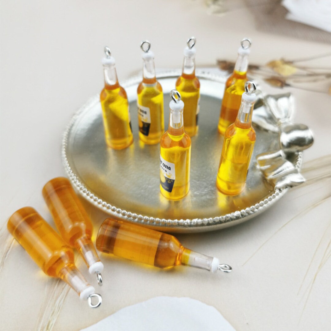 6pcs Beer Bottle Charms Tiny Water Bottles Charm Alcohol Charm Resin ...