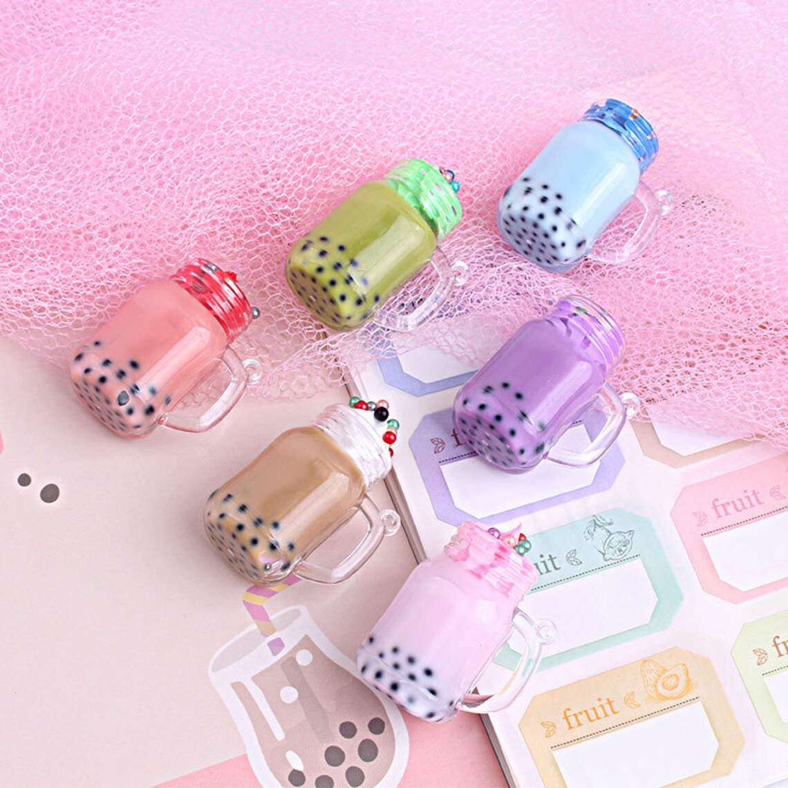 2pcs Boba Tea Charms Realistic Cream Cup Kawaii Resin Drink - Etsy