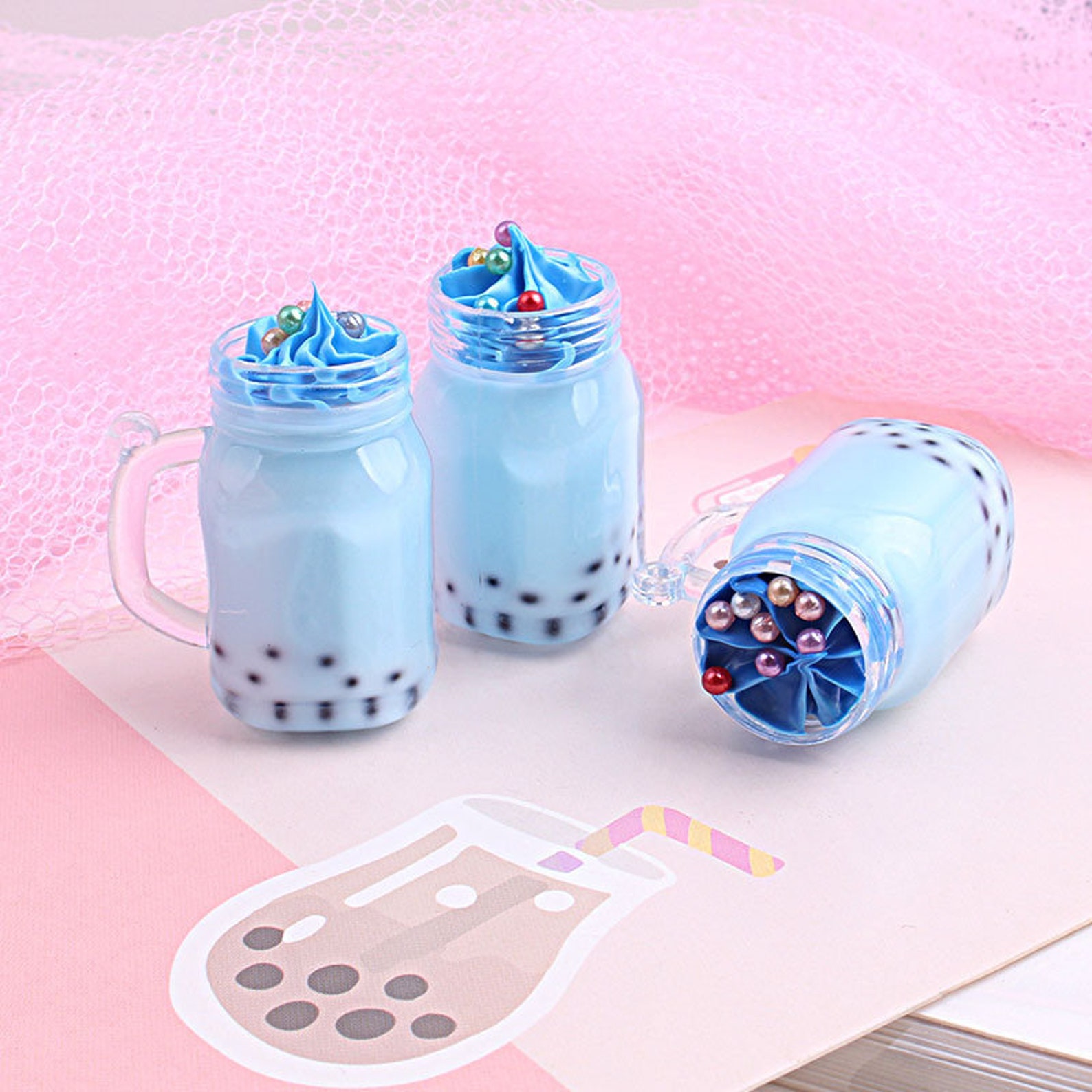 2pcs Boba Tea Charms Realistic Cream Cup Kawaii Resin Drink - Etsy UK
