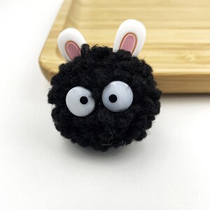 4pcs Black Pompoms Monster Pom Critters Faux Wool Plush Fluffy Ball ...