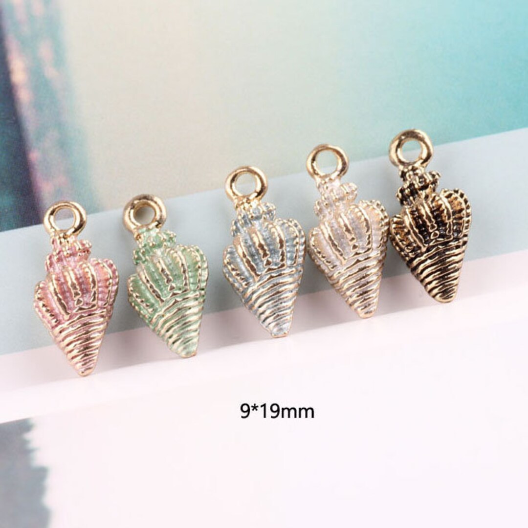 6pcs Conch Shell Enamel Charms Conch Pendants Enamel Beach Charm Zinc ...