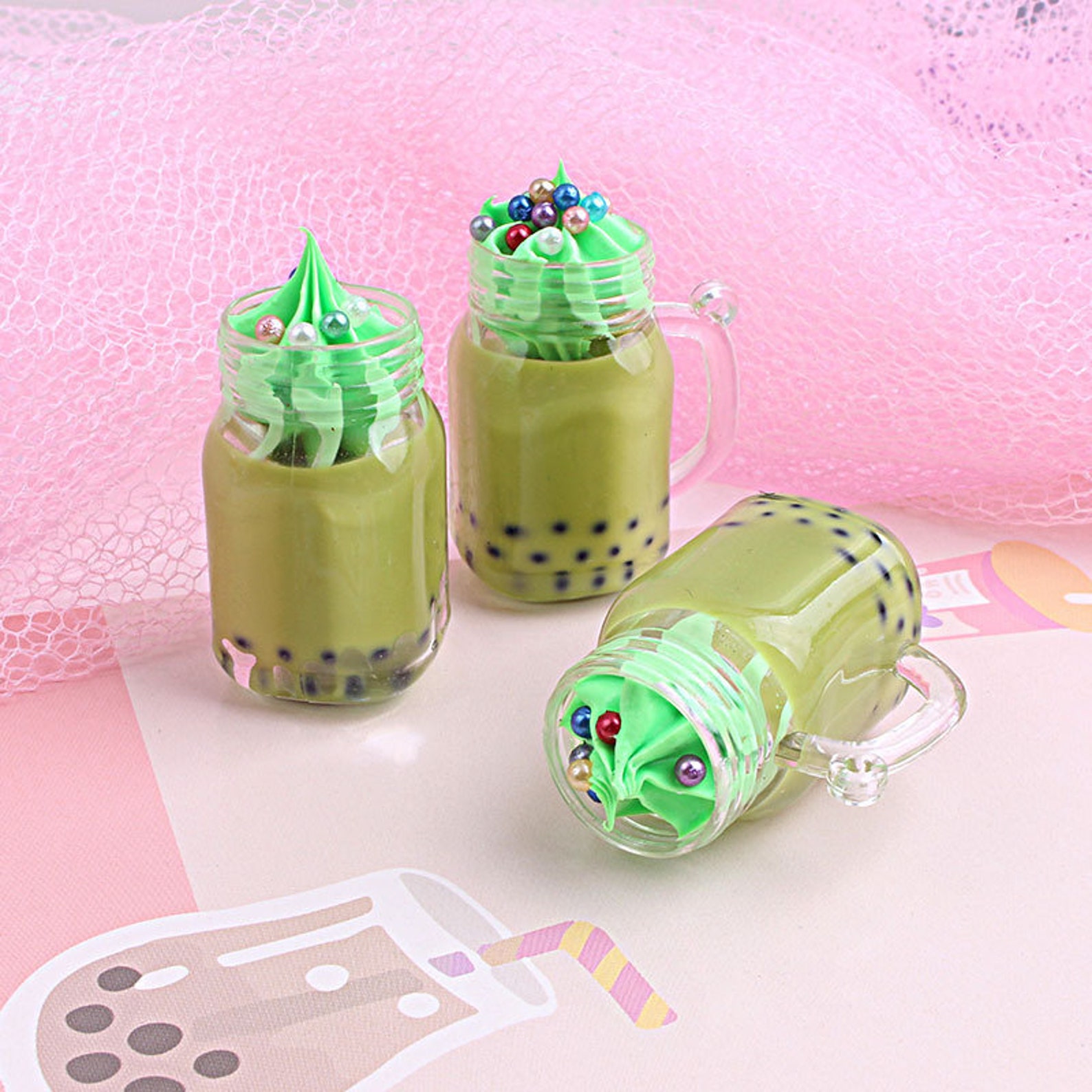 2pcs Boba Tea Charms Realistic Cream Cup Kawaii Resin Drink - Etsy