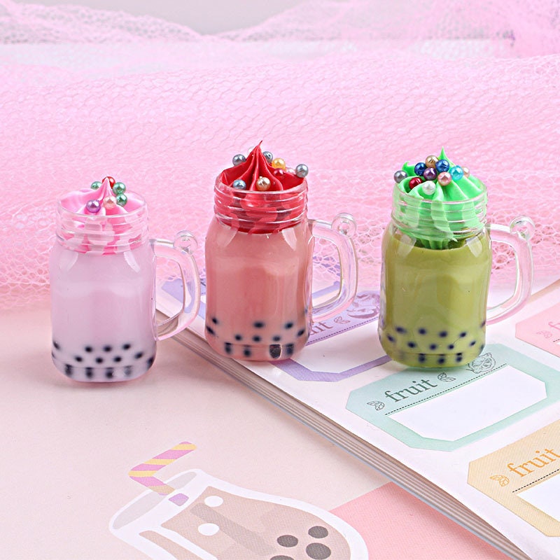 2pcs Boba Tea Charms Realistic Cream Cup Kawaii Resin Drink - Etsy UK