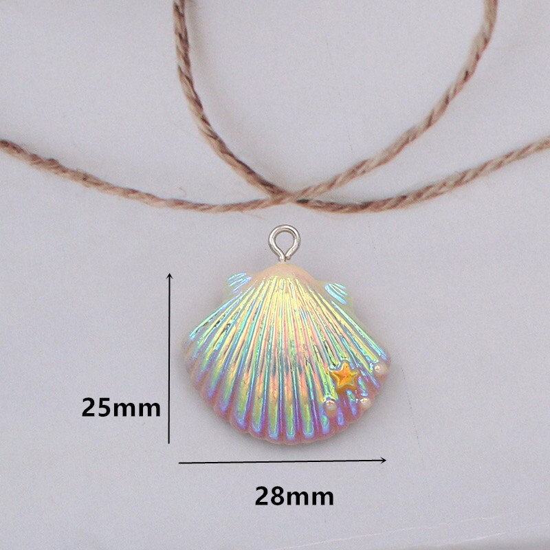 6pcs Irridescent Seashell Charm Holographic Acrylic Shell - Etsy