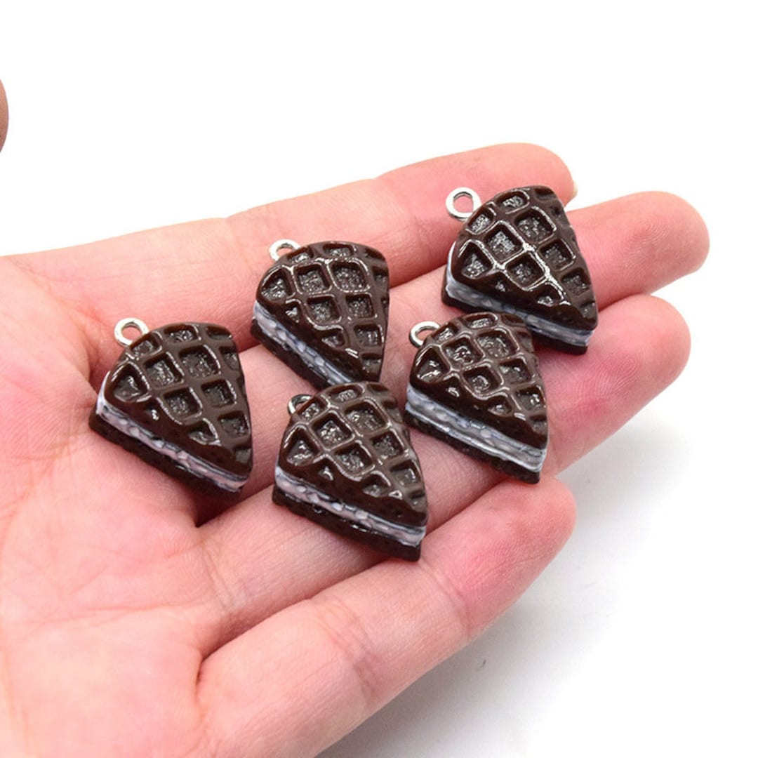 10pcs Chocolate Waffles Charms Resin Dessert Cake Charm 3D Food ...