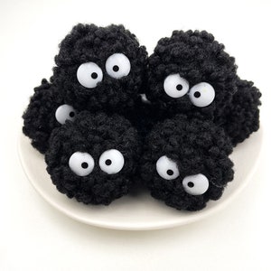 4pcs Black Pompoms Monster Pom Critters Faux Wool Plush Fluffy Ball ...