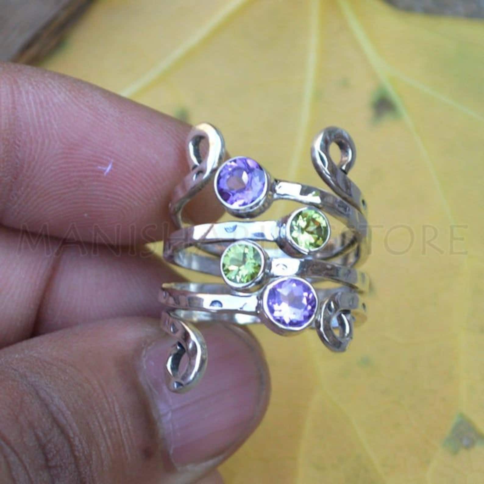 Sale Multi Edelstein Ring 925 Sterling Silber Peridot Stein - Etsy.de