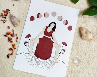 Art Print sacred Moon Flow, Menstrual Goddess, Mindful Art ...