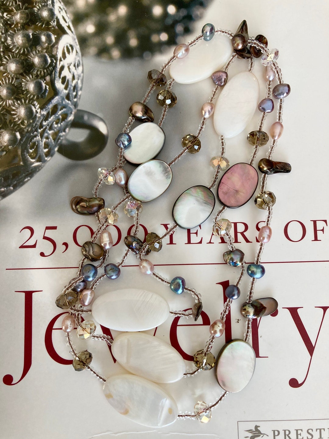 Genuine Freshwater Pearl Necklace With Shell Accents - Etsy