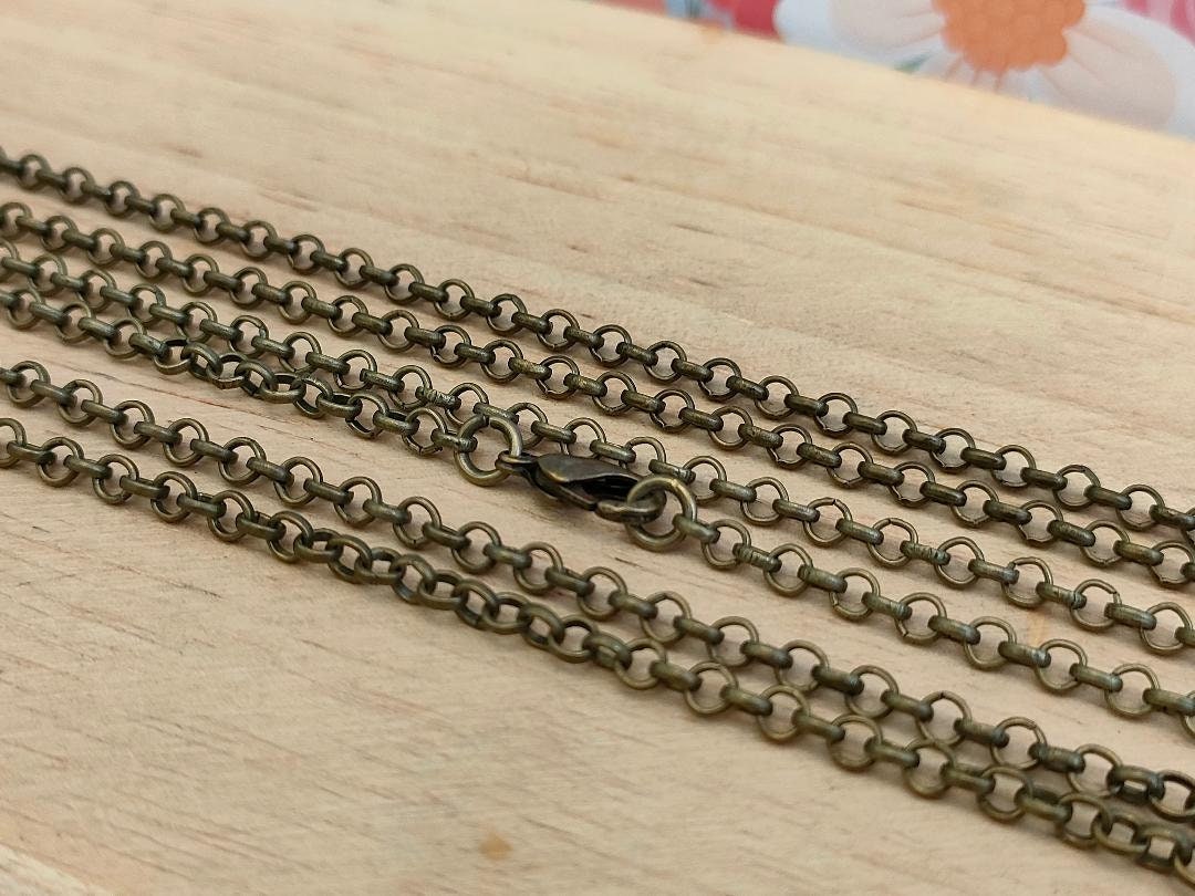 Antique Bronze Link Rolo Chain DIY Necklace Making Iron - Etsy