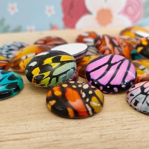 25x Butterfly Wing Print Cabochon, 20mm Butterfly Cabochons, Printed ...