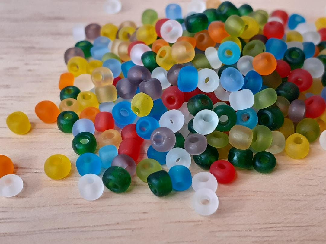 Glass Seed Beads, Multi Coloured Seed Beads, Small Glass Beads, Frosted ...