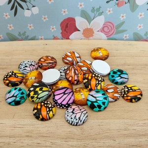 25x Butterfly Wing Print Cabochon, 20mm Butterfly Cabochons, Printed ...