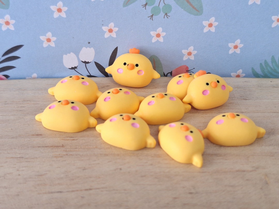 10x Opaque Resin Cute Chicken Cabochons, Yellow Chicken Animal Themed ...